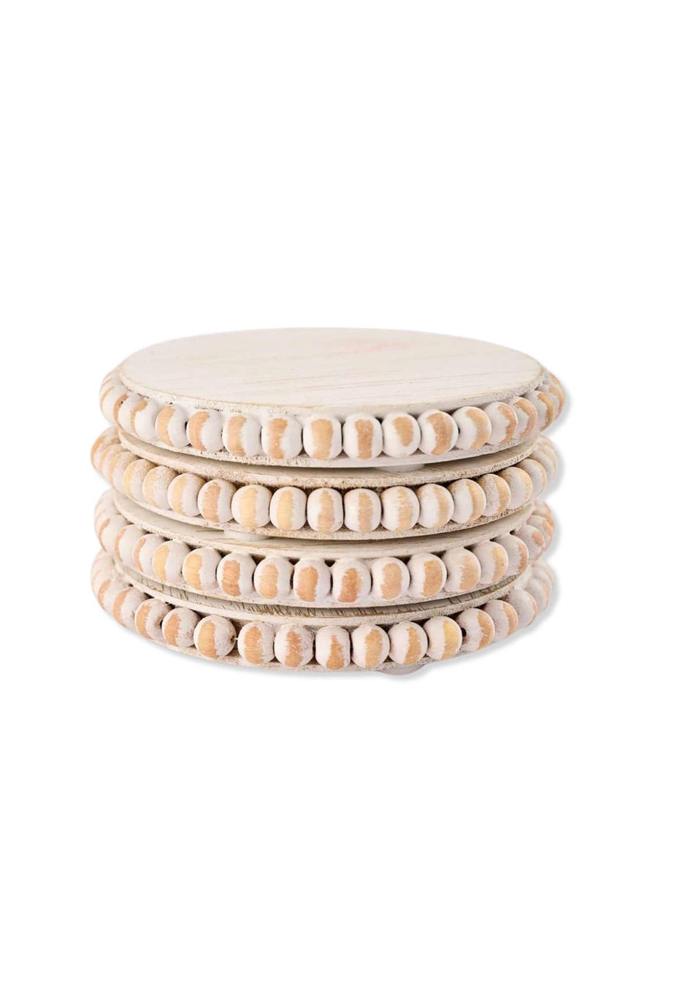 White Beaded Wood Coaster - RubyJane & Valleygirl